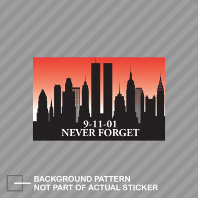 Red NY Skyline Twin Towers 9-11 Never Forget Sticker New York ...
