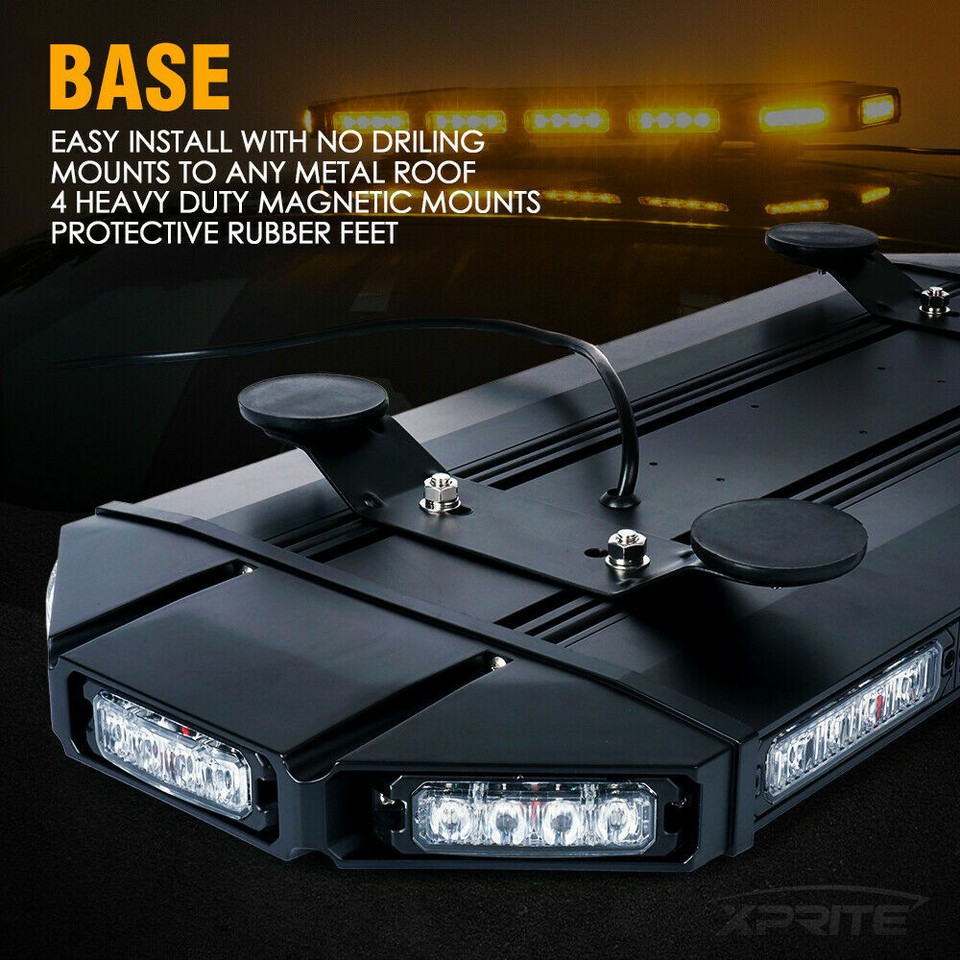 Xprite 27" Amber LED Strobe Light Bar Heavy-duty Rooftop Emergency ...