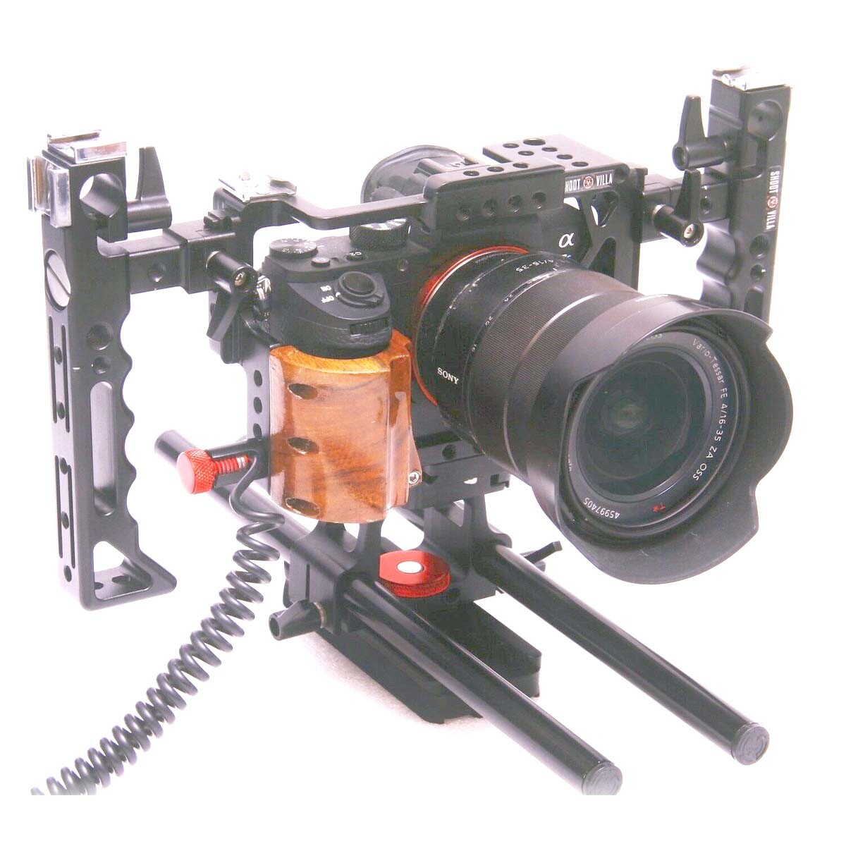 Sony A7II A7RII A7SII camera cage with walnut grip +two handles ...
