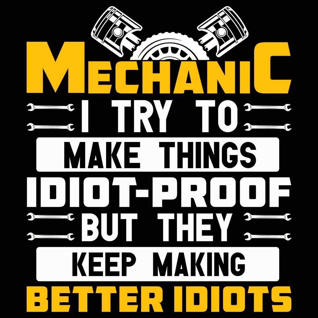Mechanic Mechanics Idiot Proof Novelty Bib Funny Kitchen Premium Apron ...