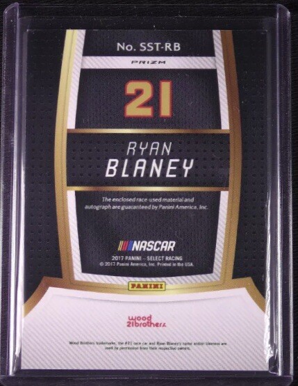 Ryan Blaney 2017 Panini Select Signature Swatches Triple BASE SST-RB ...