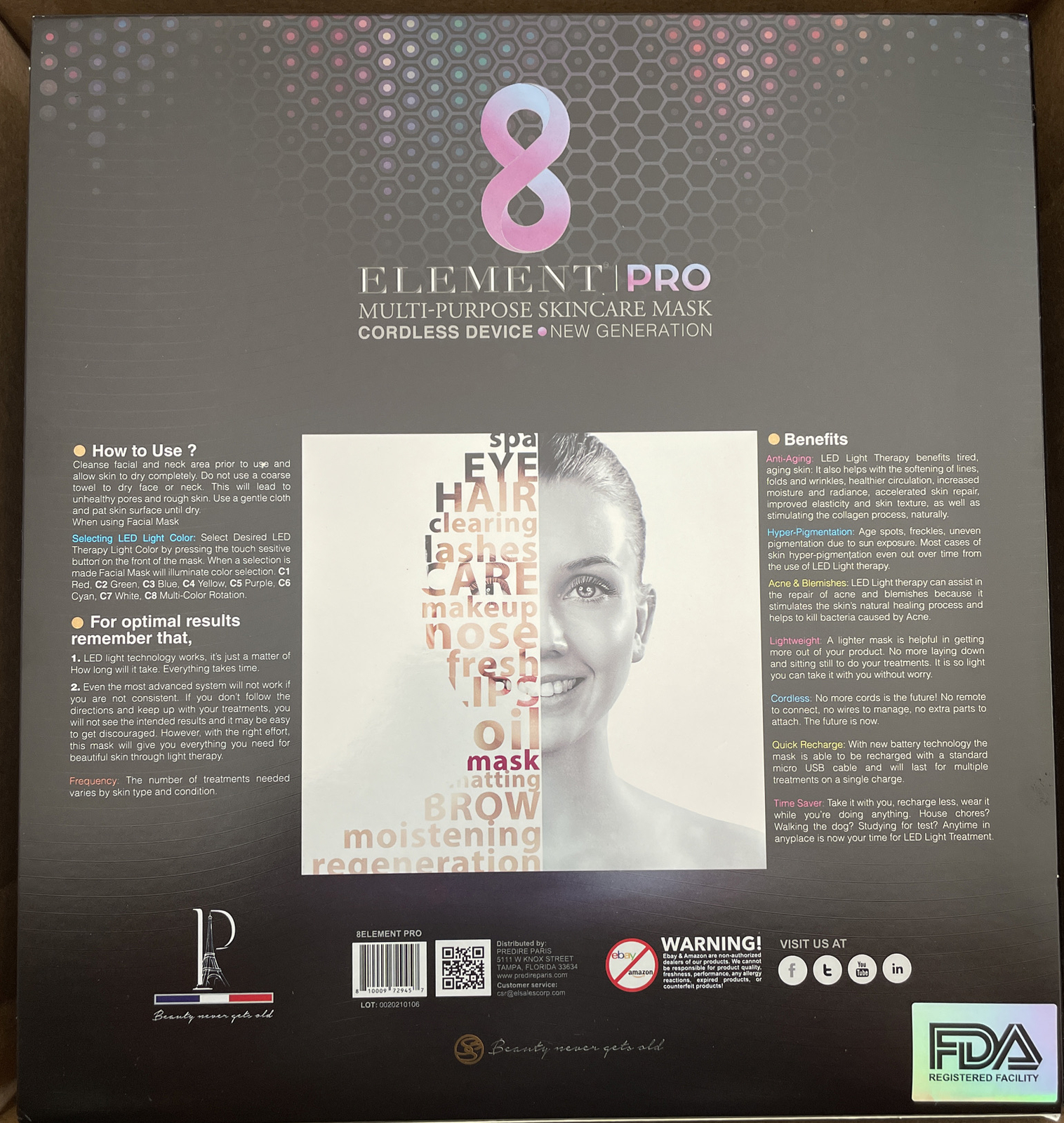 PREDIRE+Paris+8+Element+Multi+Purpose+LED+Light+Therapy+Skincare+Mask ...