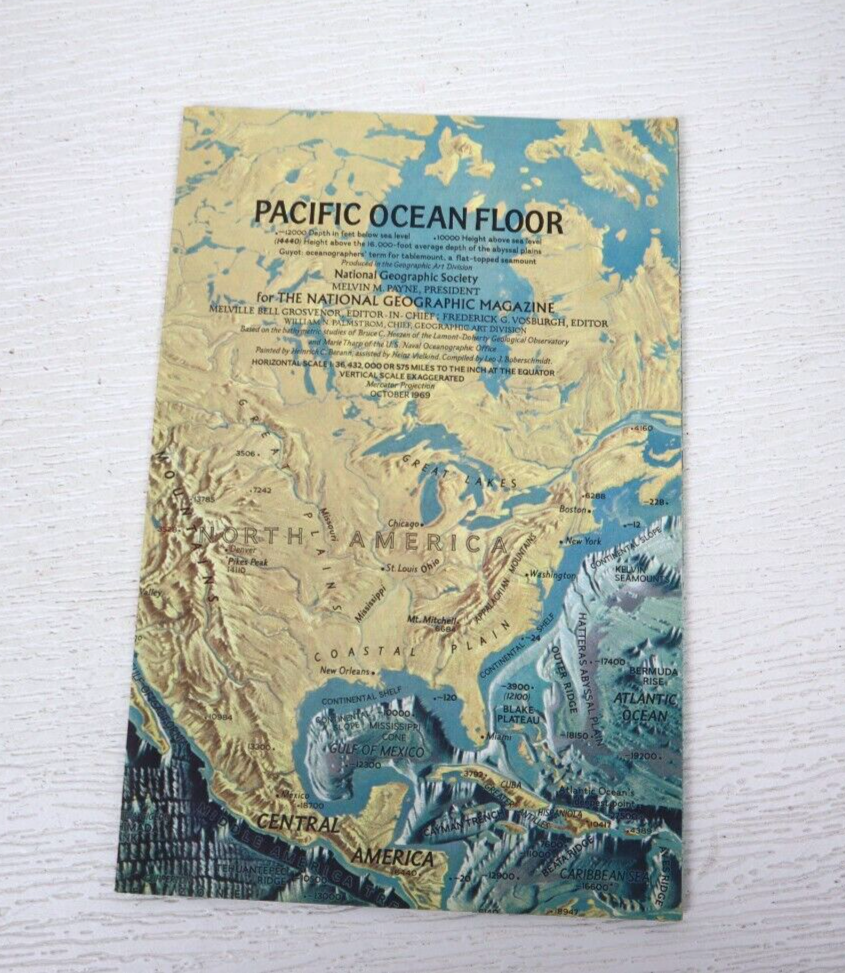 1969 Pacific Ocean Map By National Geographic Maps