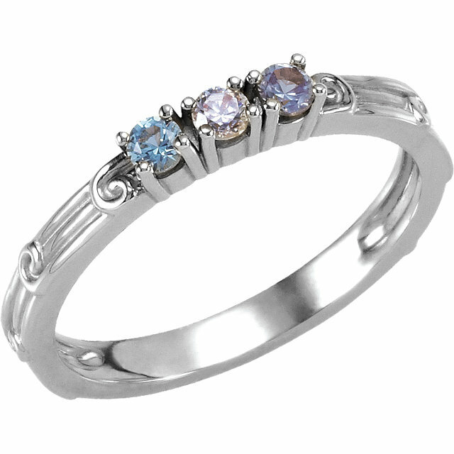 Stackable Family Ring 10K or 14K Solid Gold 1-4 Stones Mothers Jewelry ...