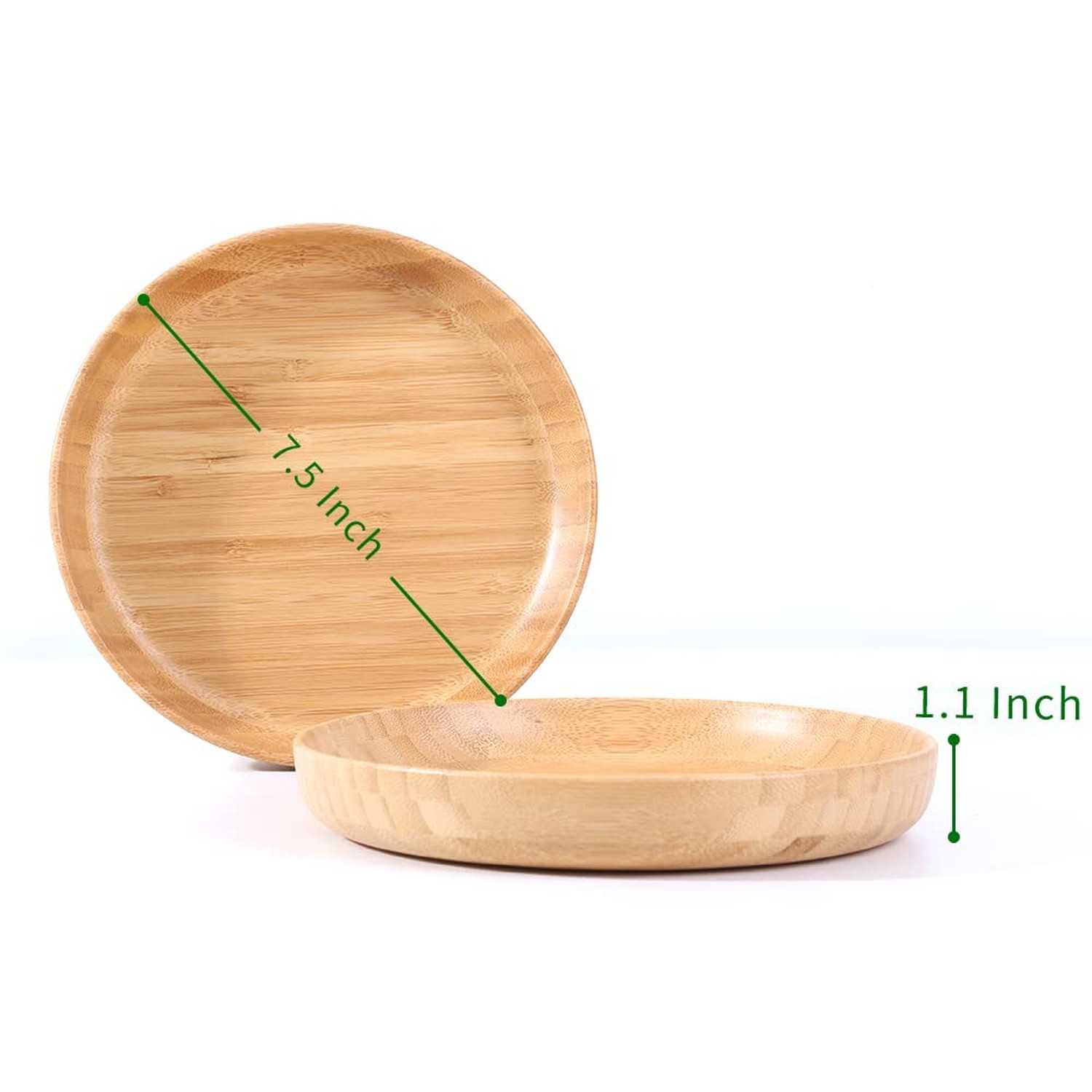 cluzelar Bamboo Plates 7.5Inch Round Bamboo Plate Reusable Dinner Plate ...