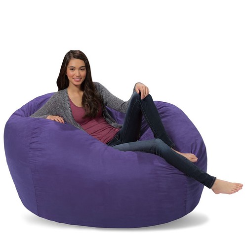 Memory Foam Bean Bag Chair, Purple Micro Suede Microsuede, Purple ...