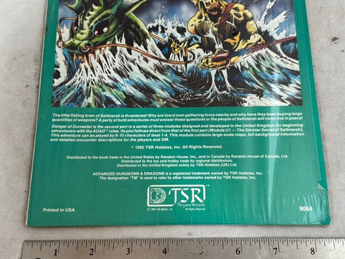Sealed TSR 1982 Advanced D&D Dungeons and Dragons U2 9064 Danger at ...