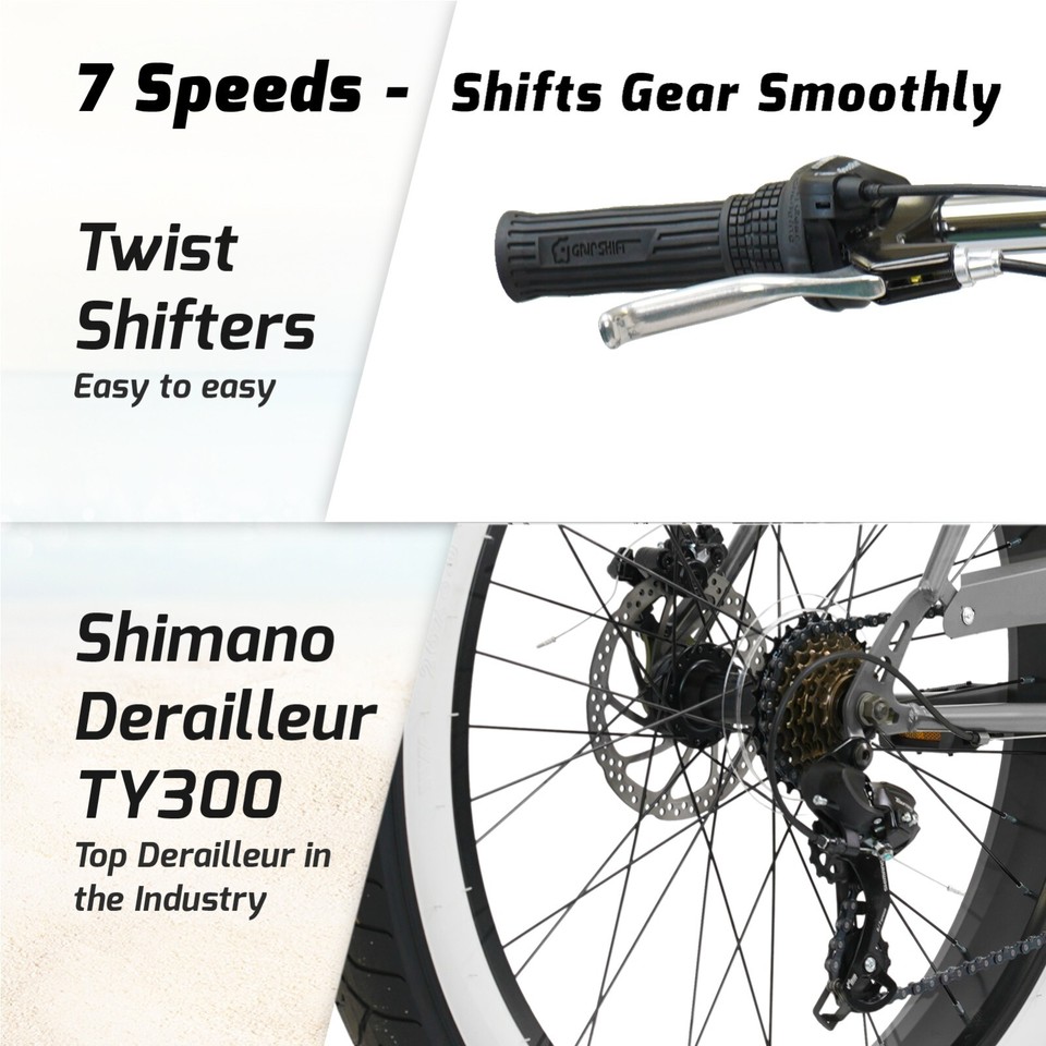 Largo GT 26" Matte Color Fat Tire 7 Speed Beach Cruiser Bicycle High ...