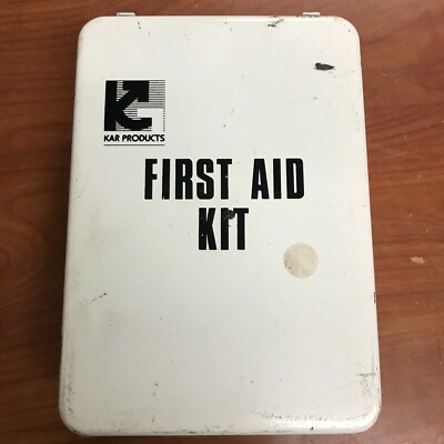 Vintage 1970s Metal KAR PRODUCS. Unit First Aid Kit Box 1016 STANDARD ...