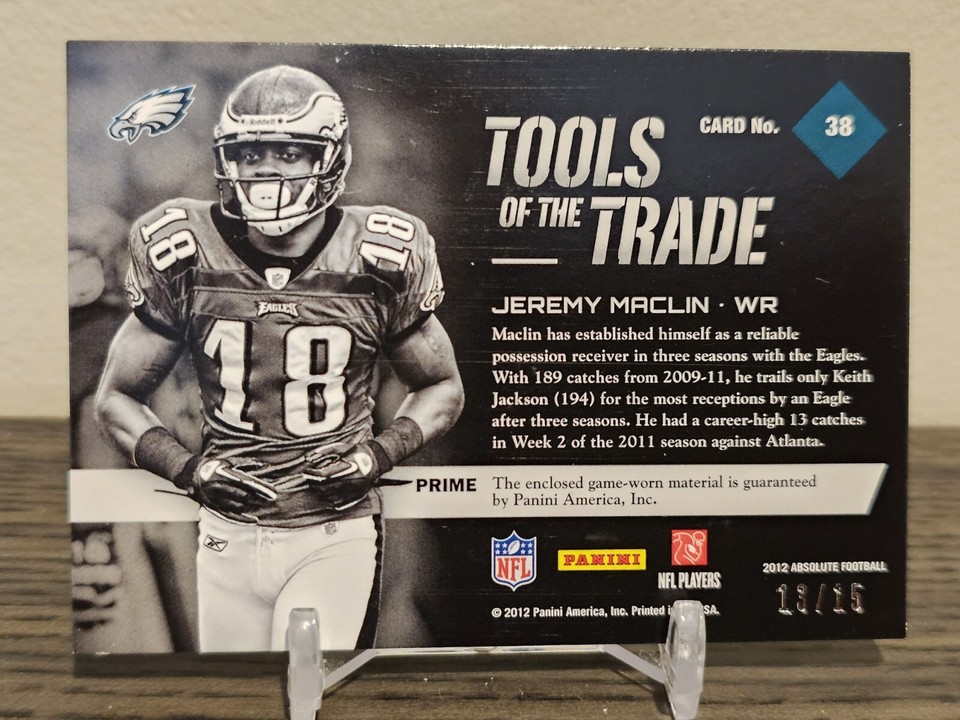 2012 Absolute Jeremy Maclin Prime Game Used Logo Jersey Patch- Eagles ...