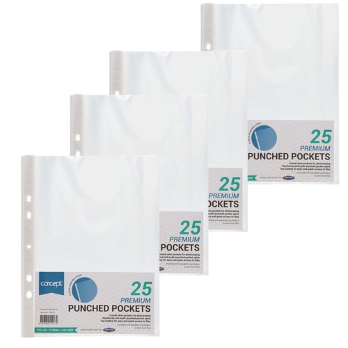 A5 Punched Poly Pockets 45 Micron Office School Plastic Wallets Card ...