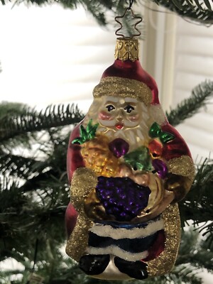 VTG INGE-GLAS/OWC”BOUNTIFUL SANTA” Handblown Glass ornament Made in ...