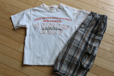 BOYS EURO BOUTIQUE * 3 POMMES * 2-PIECE T SHIRT & SHORT OUTFIT / SET ...