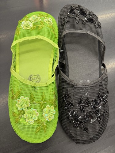 Women's Chinese Mesh Slipper Sequin Beaded Sandals Flip Flops | eBay