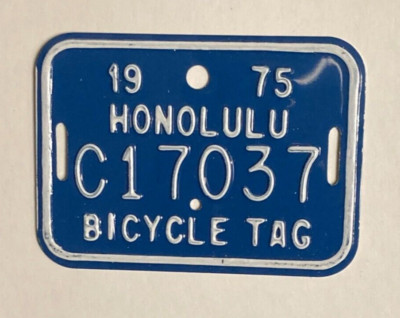 VINTAGE 1975 HONOLULU HAWAII Bicycle Tag License Plate C17037 | eBay