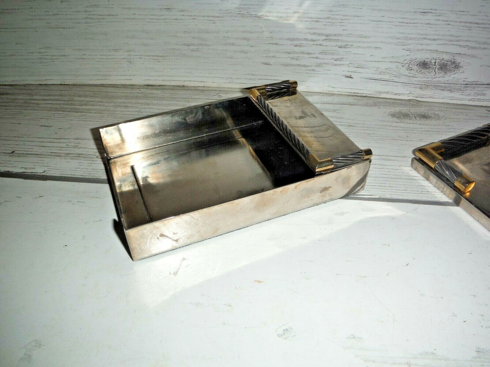 Vintage Chrome Brass Steel Cable Art Deco Pen + Notepad Holder For Desk ...
