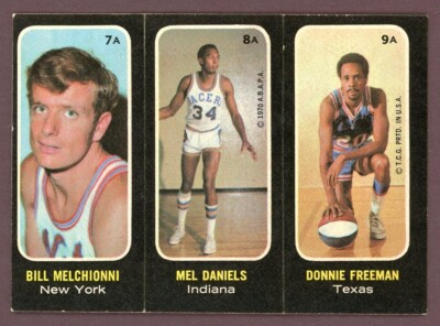 1971 Topps Trio Sticker ABA 7-8-9 Bill Melchionni, Mel Daniels, Freeman ...