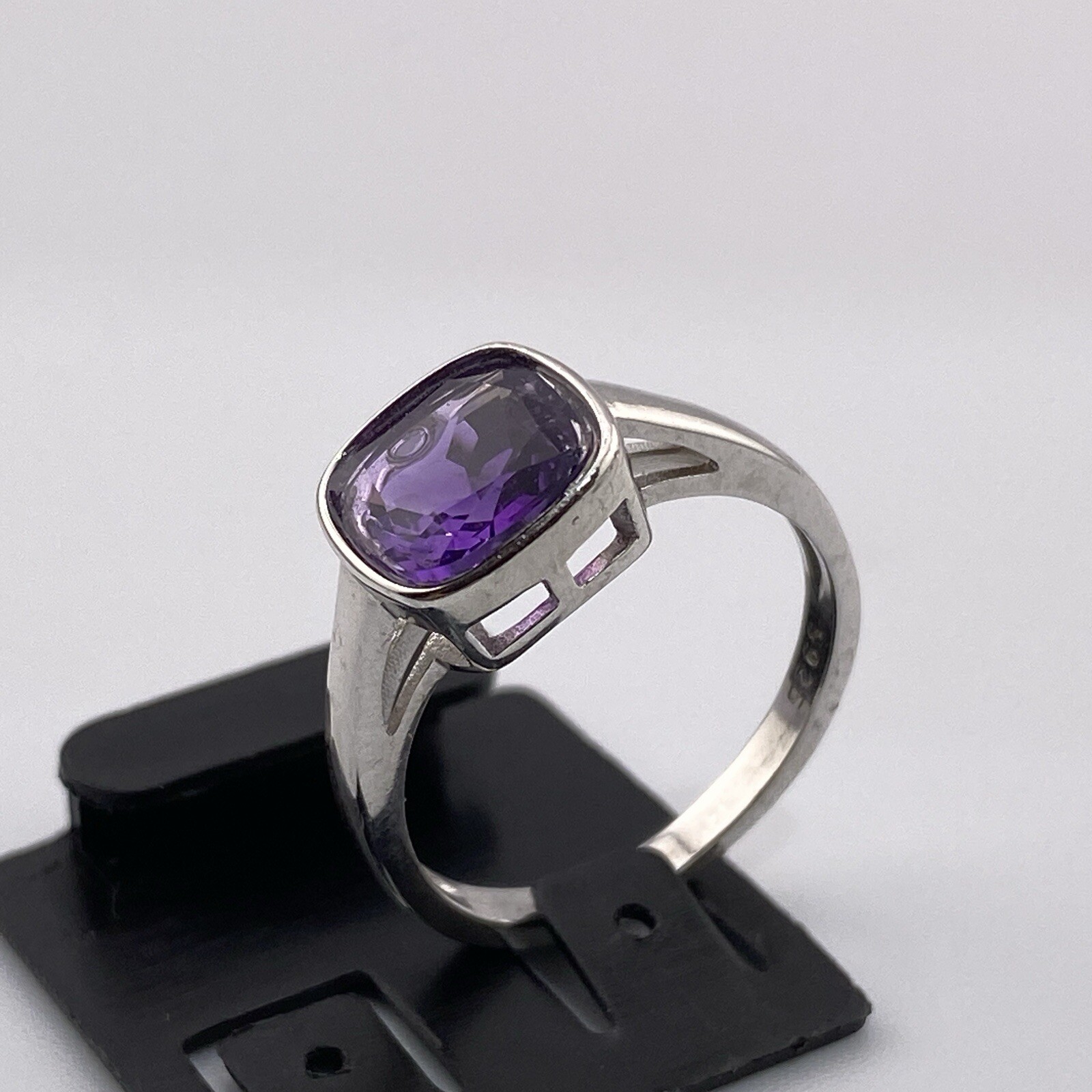 Classic Smooth Simple Bezel Setting Purple Amethyst Sterling Silver925 Nice Ring | eBay