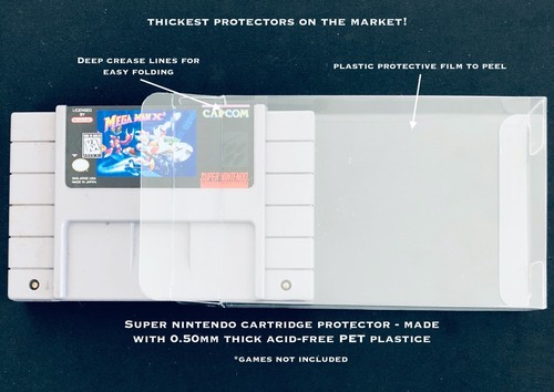 5 SUPER NINTENDO 0.50mm THICK VIDEO GAME SNES CARTRIDGE PROTECTOR ...