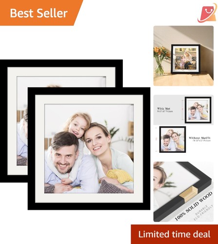 Picture Frames 10x10 Solid Wood Black 2 Pack Wall Mount & Tabletop ...