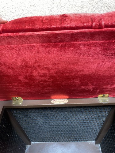 Vintage Hawkeye Velvet Red Wicker MCM Regency Laundry Hamper Wow Mid ...