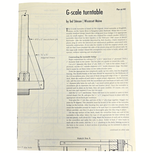 G-scale Turntable Building Plans Temp Plan Set #47 Ted Stinson 2000 | eBay