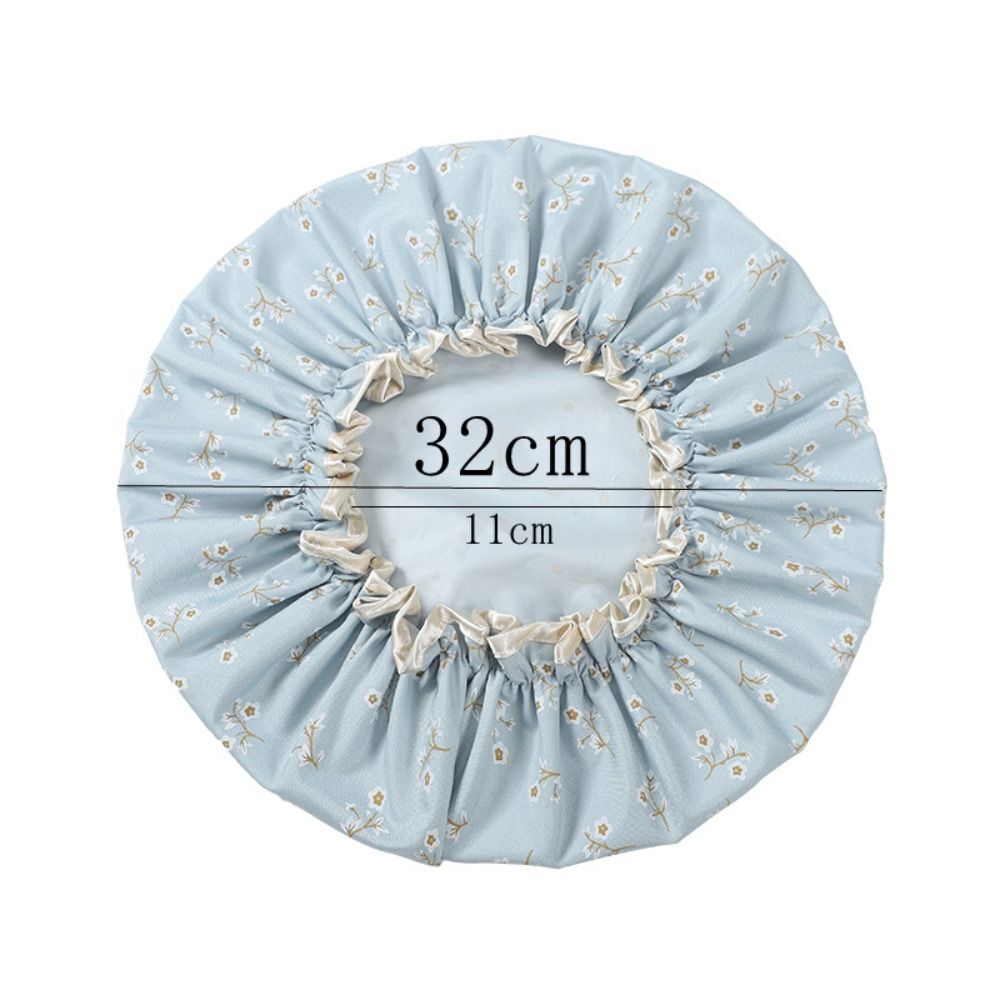 Satin+Peva Material Shower Headscarf Bilayer Shower Cap New Bathing Cap ...