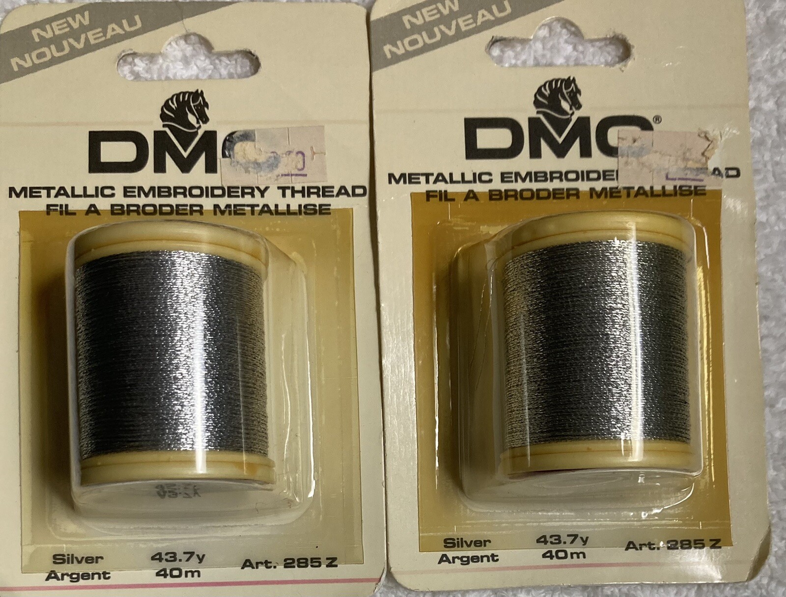 DMC Silver Metallic Embroidery Thread 40 meter Per Spool. New Old Stock ...
