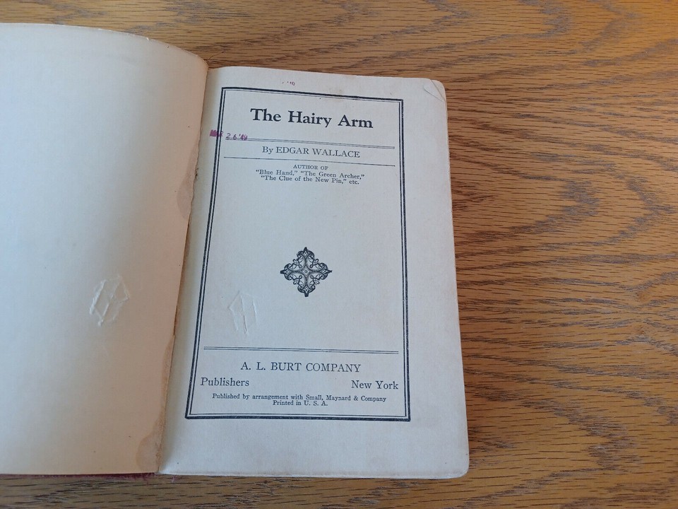 The Hairy Arm Edgar Wallace 1925 A. L. Burt Company Hardcover | eBay