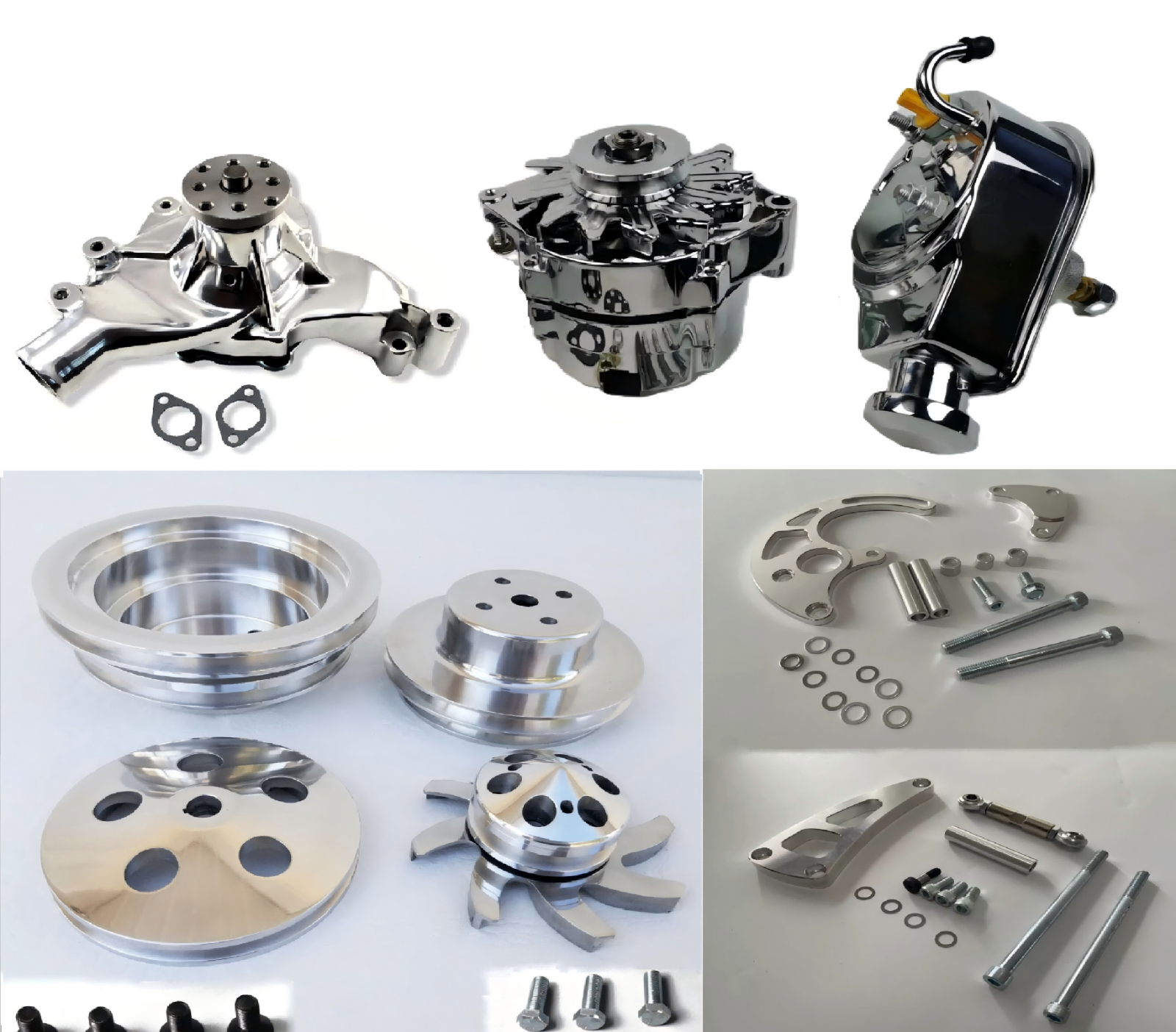 Big Block Chevy 396 454 Long Water Pump V Belt Pulley & Bracket Kit W ...