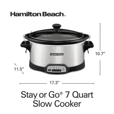 Hamilton Beach Programmable Stay or Go Slow Cooker Clip-Tight Sealed ...