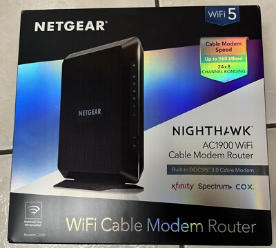 NETGEAR Nighthawk C7000-100NAS AC1900 Wi-Fi Cable Modem Router Fast ...