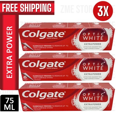 3X Colgate Optic White Extra Power Whitening Toothpaste, 75ml | eBay
