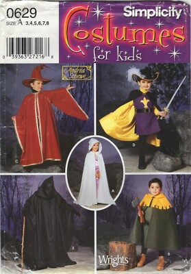 Child's Renaissance COSTUMES CAPES HATS 3-8 Sew Pattern Simplicity 0629 ...