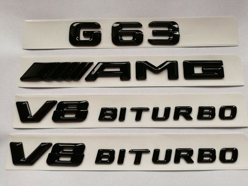 GLOSS BLACK BADGES FOR MERCEDES G-CLASS G63+AMG+V8 BITURBO EMBLEMS | eBay