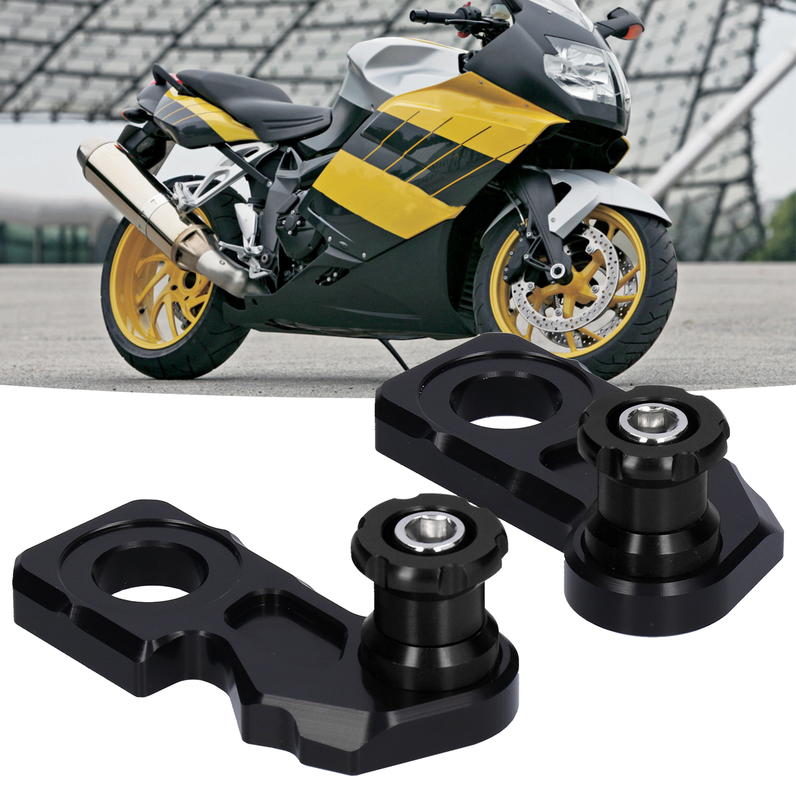 Black 2pcs Motorcycle Axle Block Slider Aluminum Alloy For CB650R/F ...