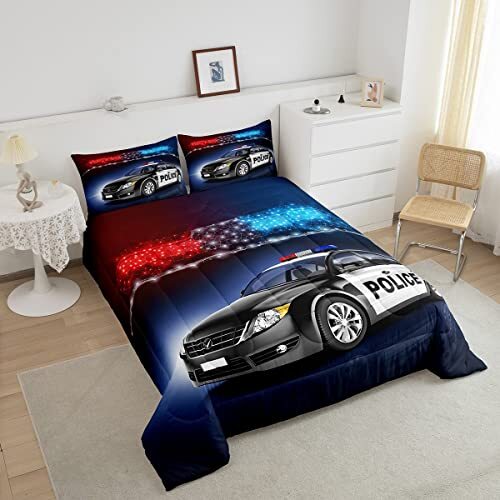 Police Car Comforter Sets Size,Policeman Vehicle Bedding Set for Twin ...