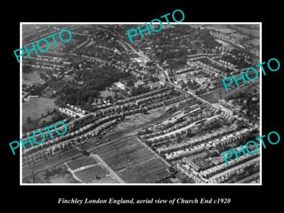 OLD 8x6 HISTORIC PHOTO FINCHLEY LONDON ENGLAND AERIAL VIEW CHURCH END ...