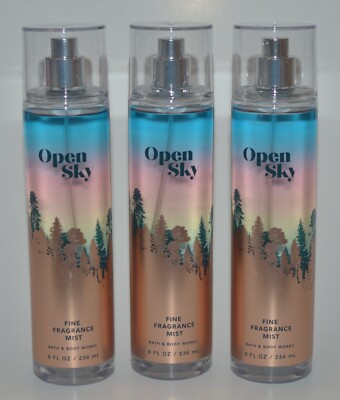 LOT OF 3 BATH & BODY WORKS OPEN SKY FINE FRAGRANCE MIST BODY SPRAY 8OZ ...