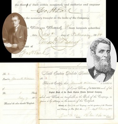 South Eastern Dakota Railroad Co. Issued to and signed by James B ...