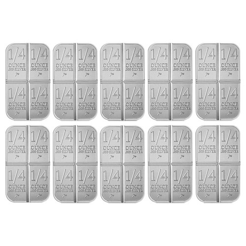 Lot of 10 - 1 Troy oz Divisible .999 Fine Silver Bar Sealed (1/4 oz x 4 ...