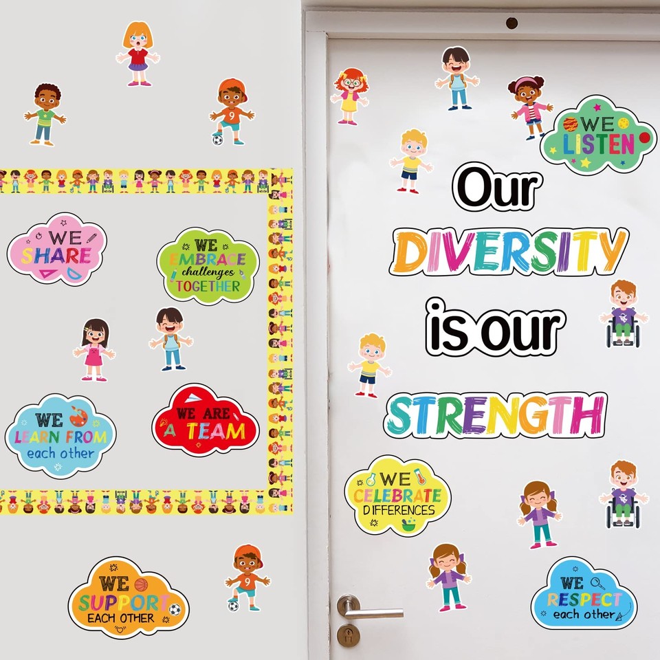 Diversity Bulletin Board Decoration Set Students Borders Cutouts School ...