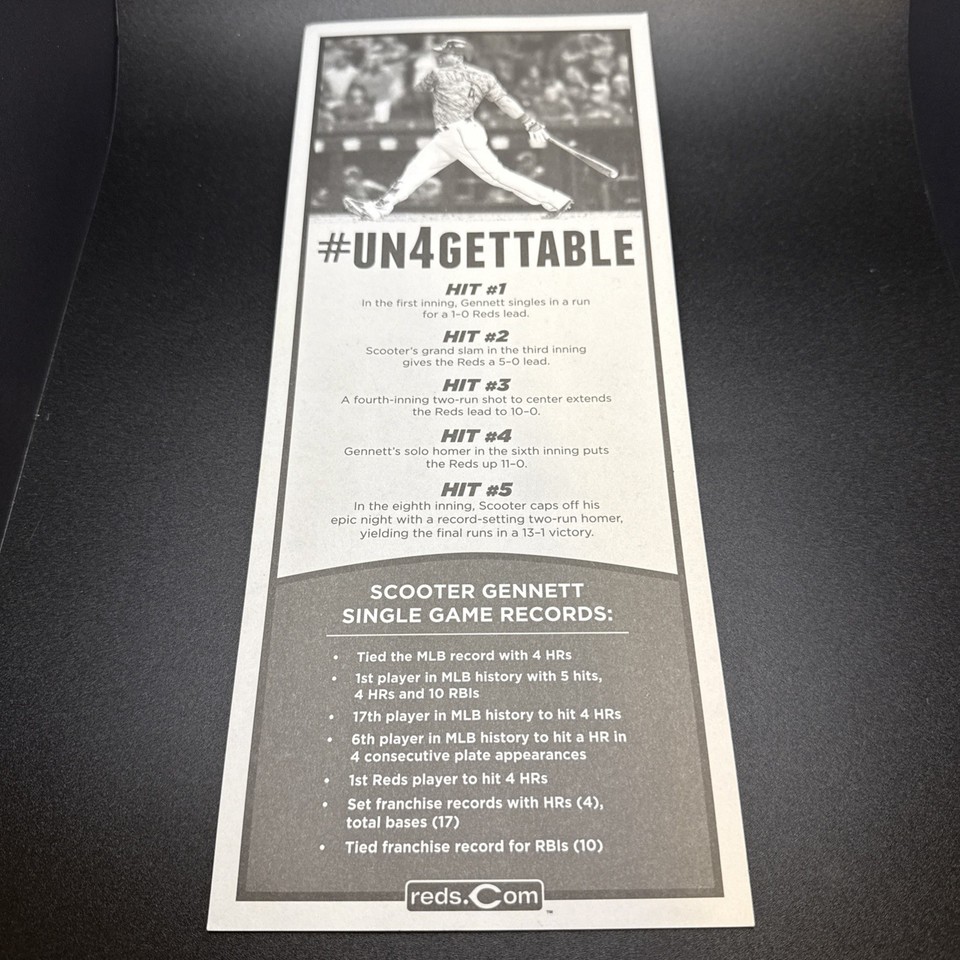 Scooter Gennett Oversized Commemorative Ticket Cincinnati Reds 6/16/17 ...