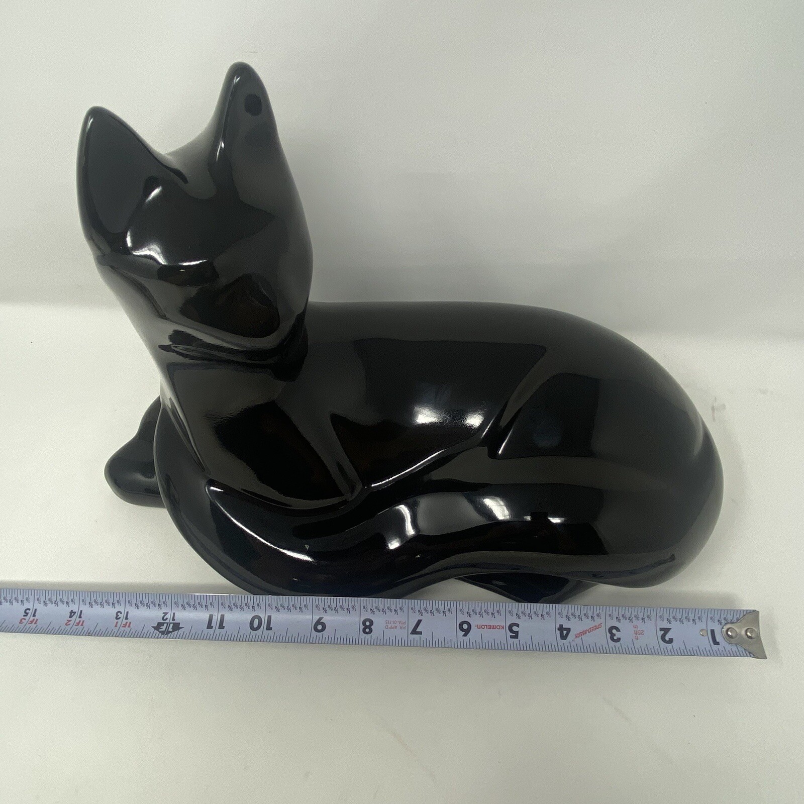 Vtg Haeger Black Ceramic Cat Sculpture Figure MCM Modernist Art Deco ...