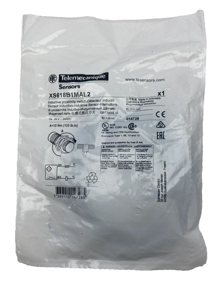 TELEMECANIQUE SENSORS XS618B1MAL2 INDUCVTIVE PROXIMITY SWITCH | eBay