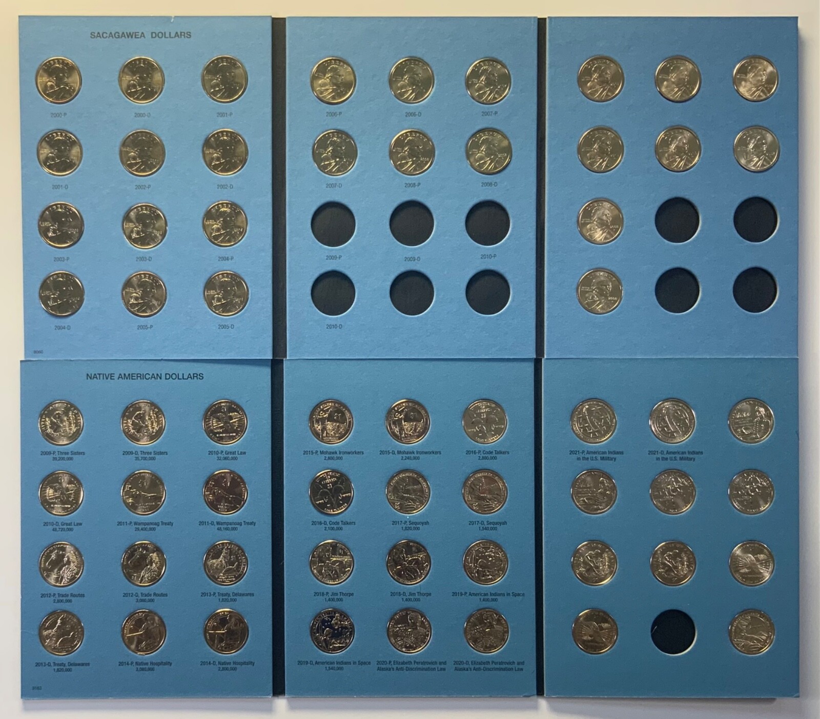 2000 - 2025 65 Sacagawea PD BU Dollar Set in 2 Folders w13 Special ...
