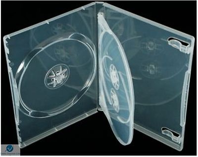 50 x 3 Way Clear DVD 14mm Spine Holds 3 Discs Empty New Replacement ...