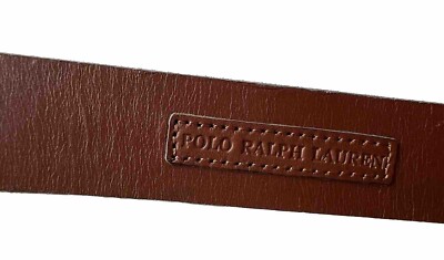 Polo Ralph Lauren Men's Saddle Logo Patch Leather Belt Brown Clay