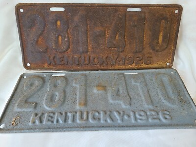 Vintage 1926 Kentucky 281 410 Heavy License Plate Pair 06223 | eBay