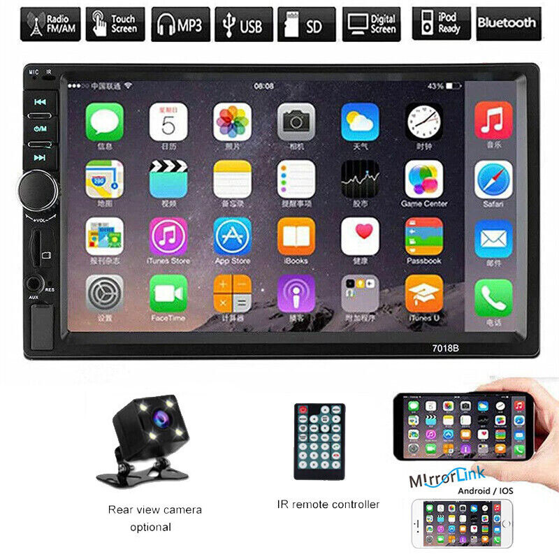 7" Double 2 DIN Car MP5 Player Bluetooth Touch Screen Stereo Radio With ...